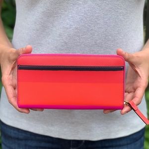 kate spade | Bags | Kate Spade Neda Bonita Stripes Zip Around Wallet ...